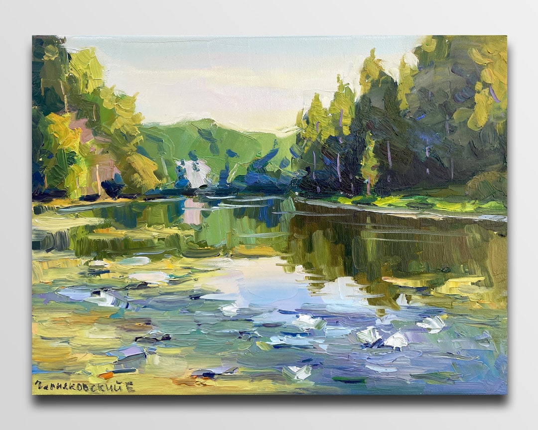 River Sunset Art Sunset Painting Oil Riverscape Painting River Painting ...