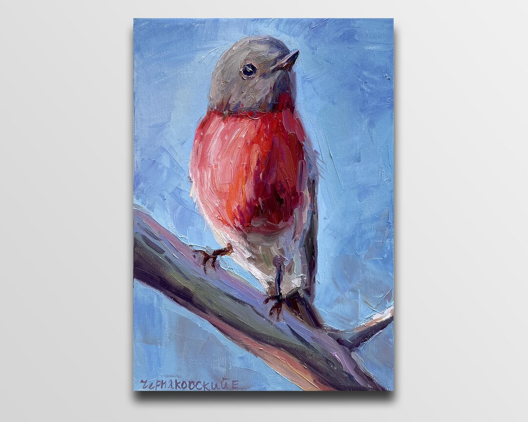 Birds Original Bird Painting Cheep Paintings Animals Small Art Bird Oil ...
