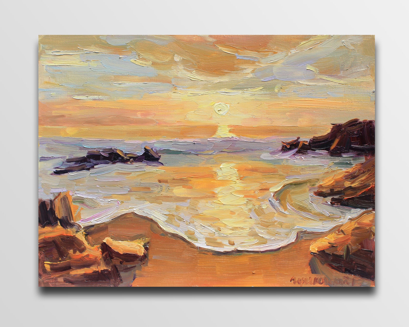 Dawn Painting Sunrise Painting Oil Sea Dawn Painting Ocean - Etsy