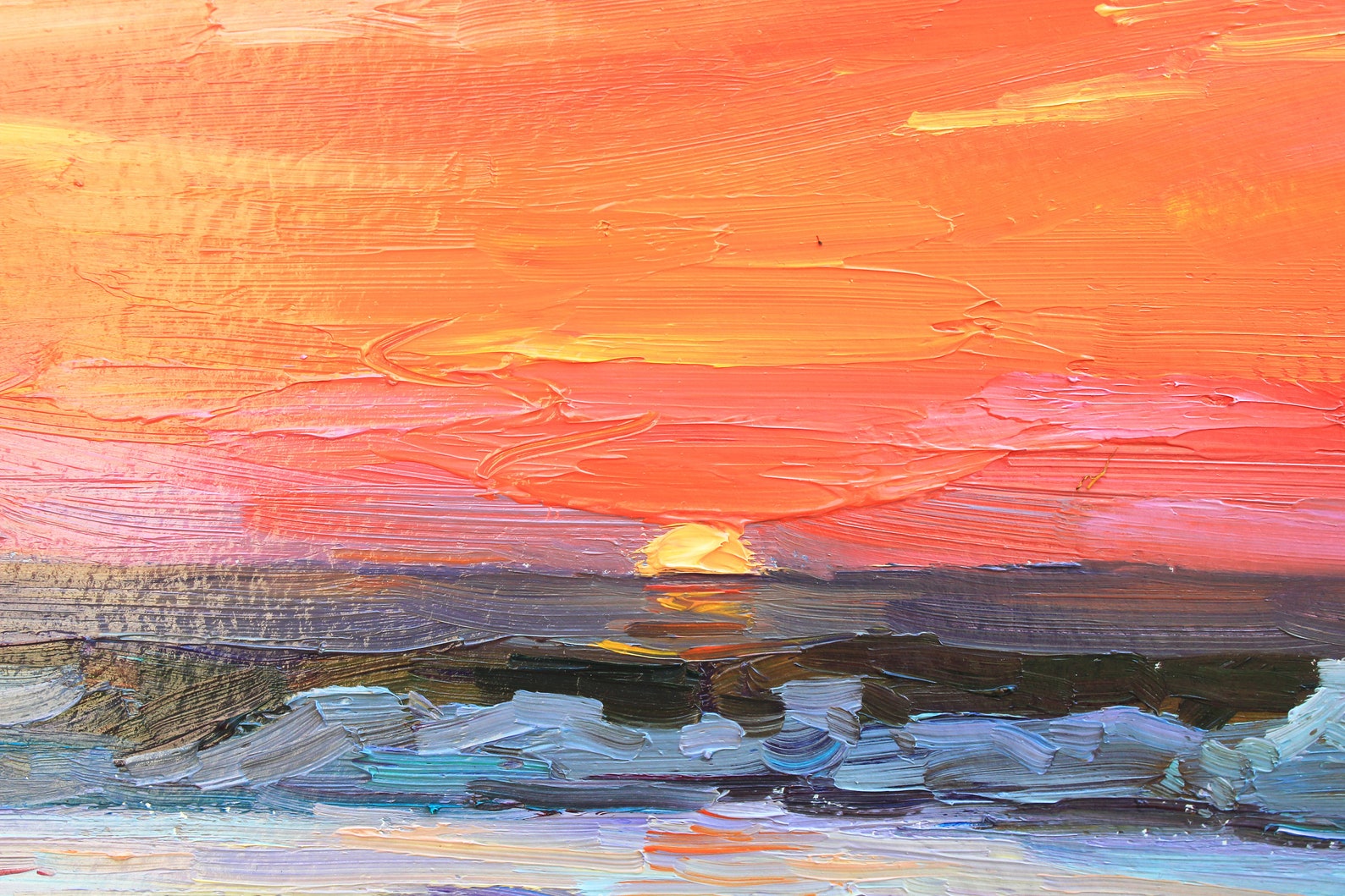 Dawn Painting Sunrise Painting Oil Sea Dawn Painting Ocean | Etsy