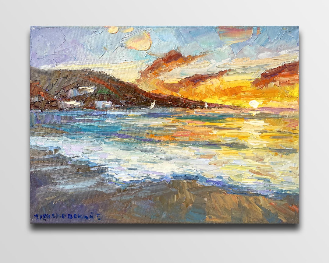 Sunrise Painting Dawn Painting Oil Sea Dawn Painting Ocean Sunrise ...