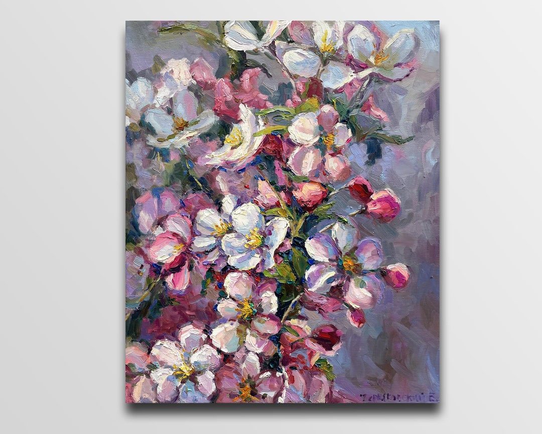 Spring Trees Painting Blooming Spring Art Plein Air Painting Spring Art ...