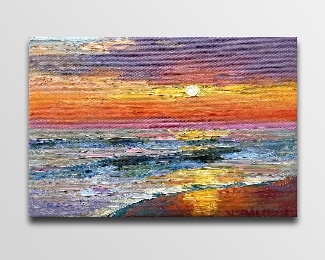 Dawn Painting Sunrise Painting Oil Sea Dawn Painting Ocean - Etsy