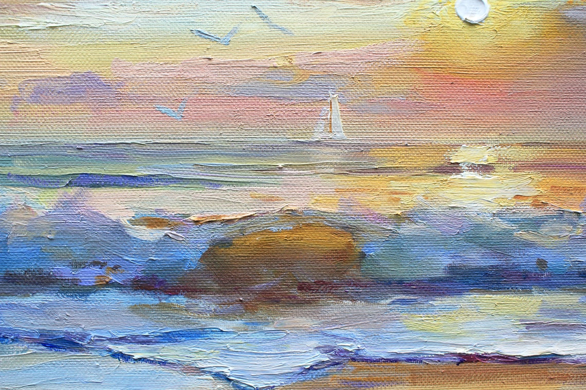 Dawn Painting Sunrise Painting Oil Sea Dawn Painting Ocean Sunrise ...