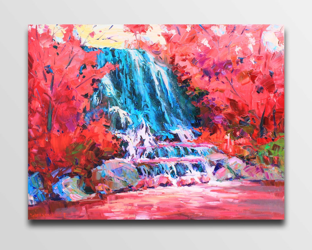 Waterfall Painting Waterfall Landscape Abstract Waterfall River ...