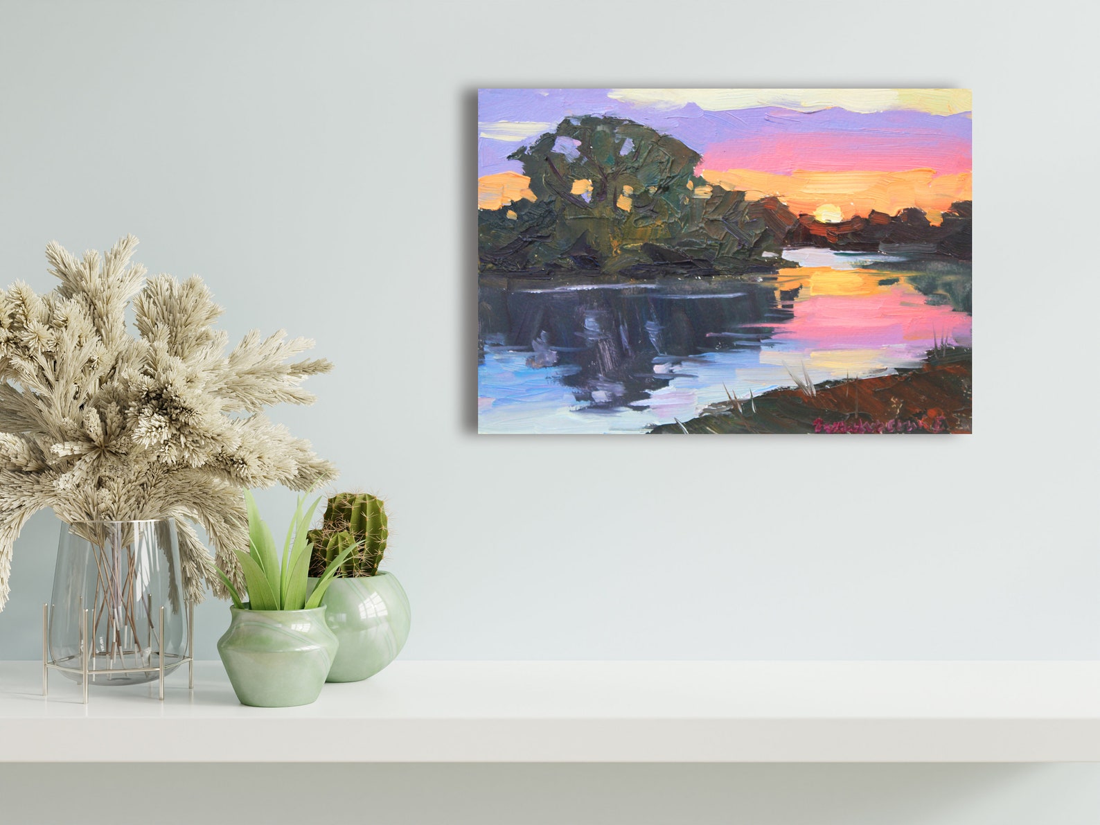 River Sunset Art Sunset Painting Oil Riverscape Painting River Painting ...