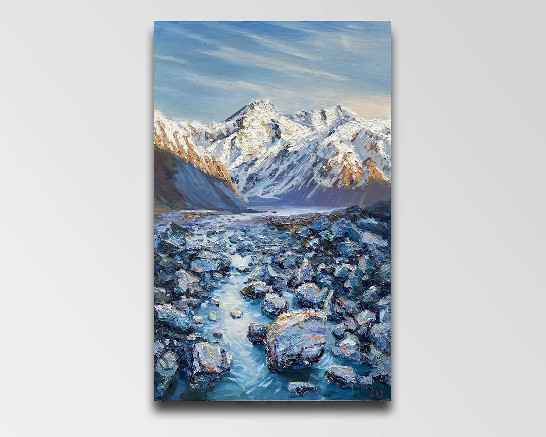 River Painting Oil Alps Oil Painting Rocky Mountains Alps Landscape Oil ...