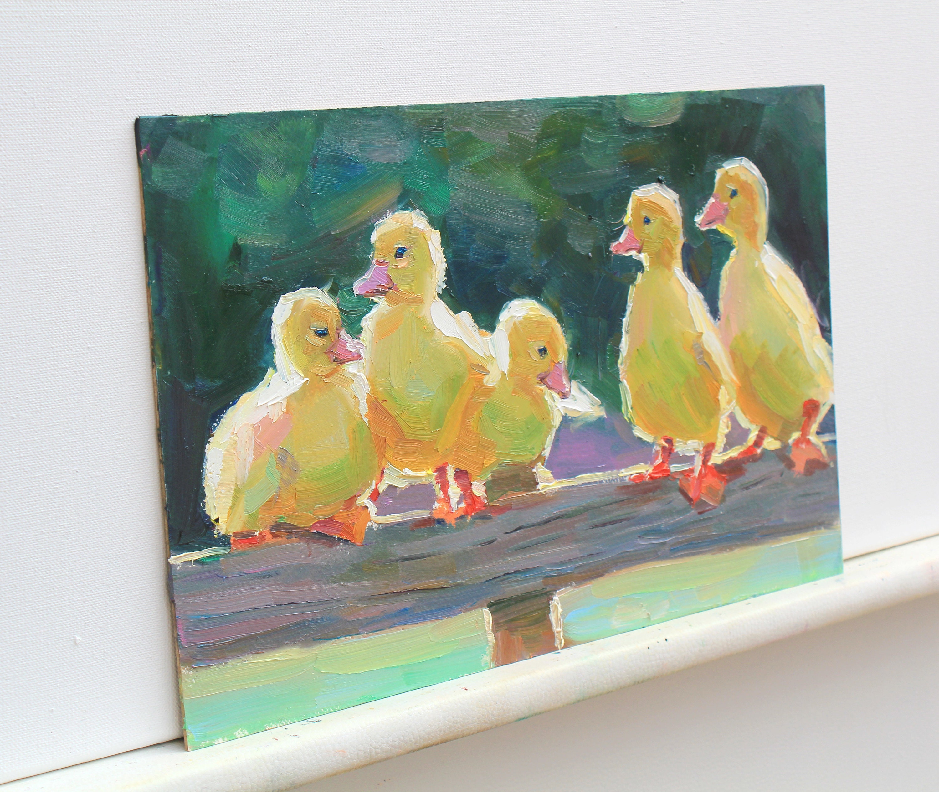 Ducklings painting Ducklings art Rural landscape painting | Etsy