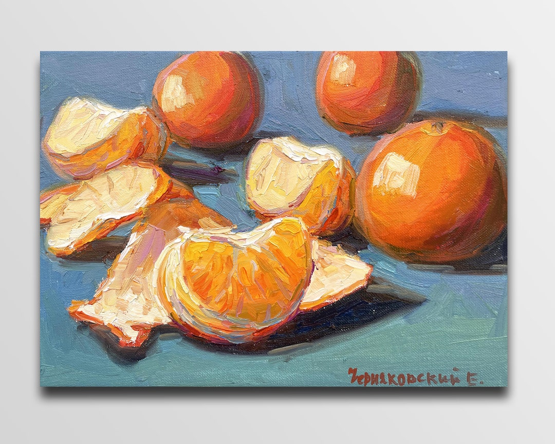 Tangerine Still Life: Original Oil Painting, Tropical Fruit Art (9.8 X ...