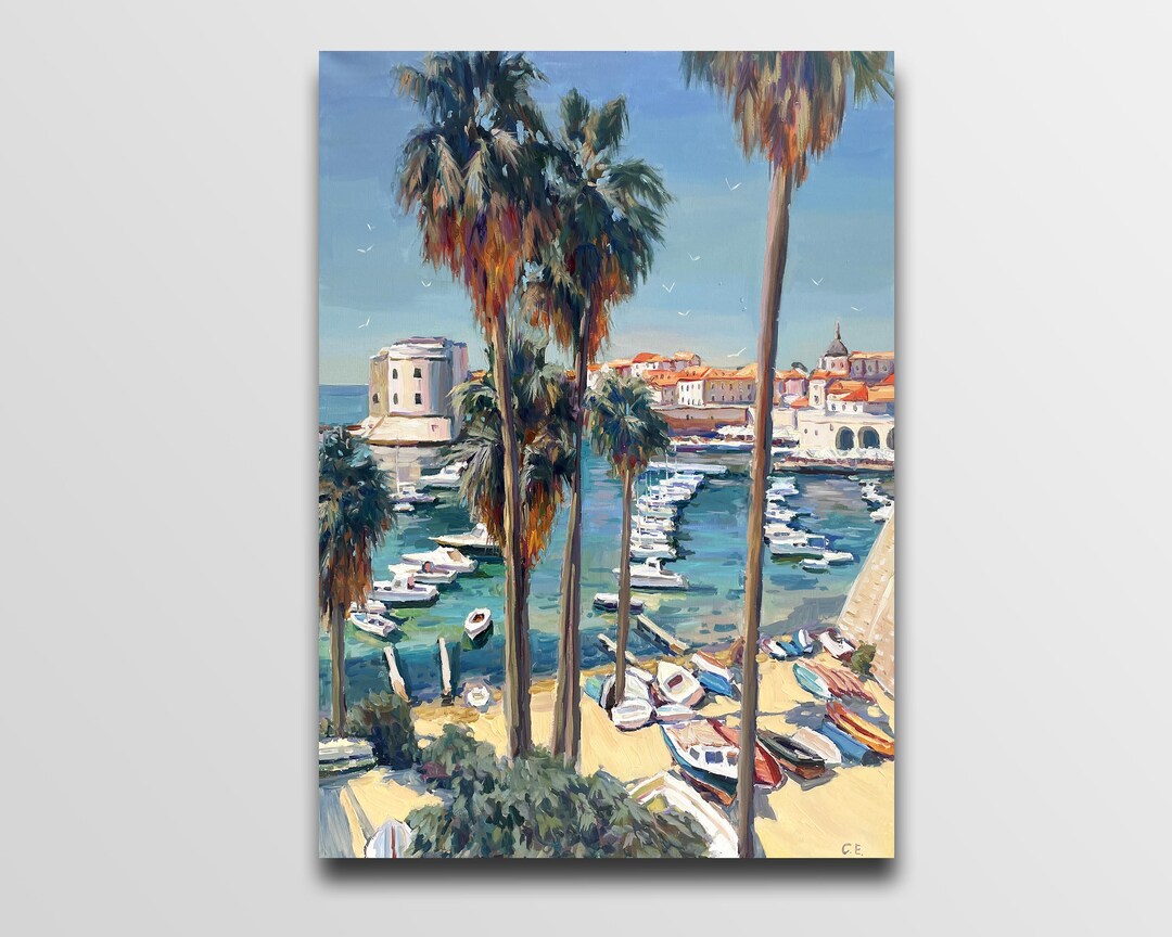 Croatia Painting Croatia Art Palm Tree Painting Ocean Oil Painting City ...