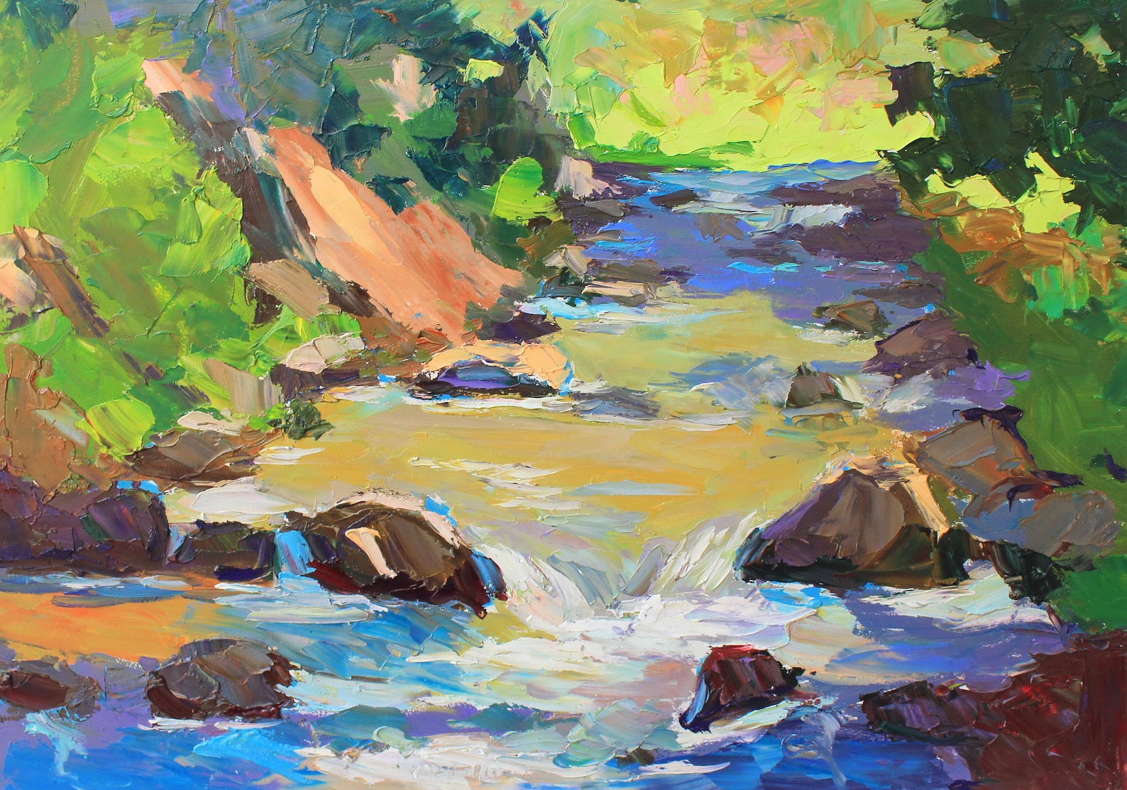 River Stones River Artwork River Painting Riverscape Painting - Etsy