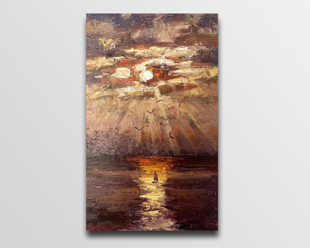 Night Sea Painting Night Seascape Night Sea Art Sea Oil Painting ...