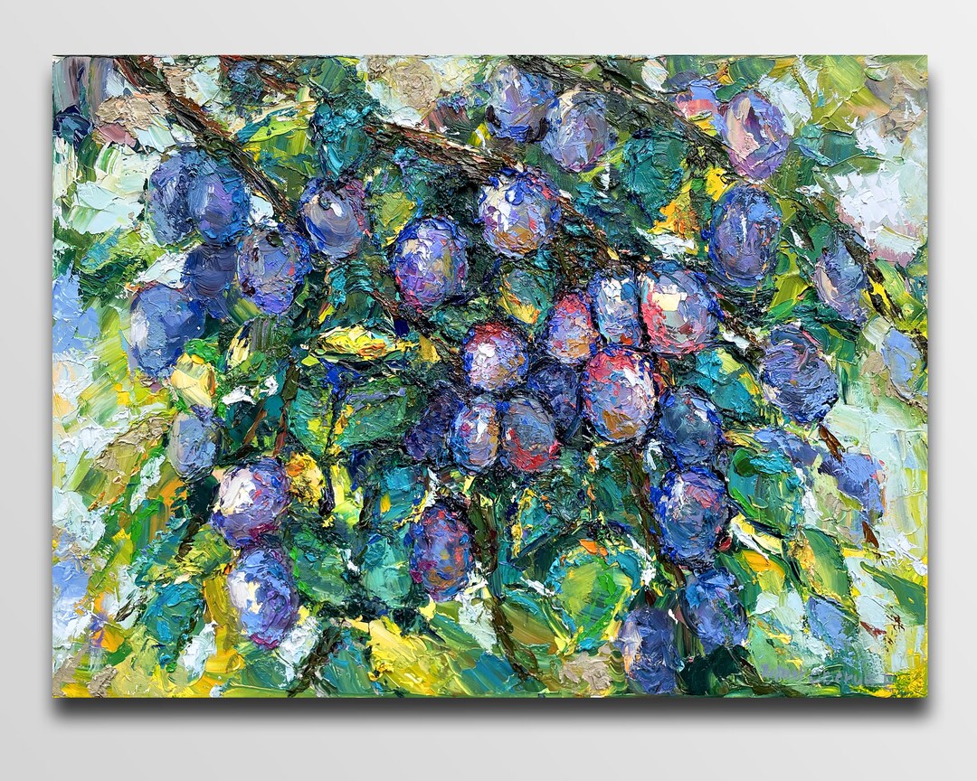 Plum Painting Oil Plum Art Tree Painting Fruit Oil Painting Fruit Art ...
