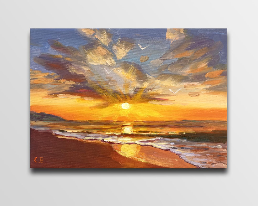 Dawn Painting Sunrise Painting Oil Sea Dawn Painting Ocean Sunrise ...