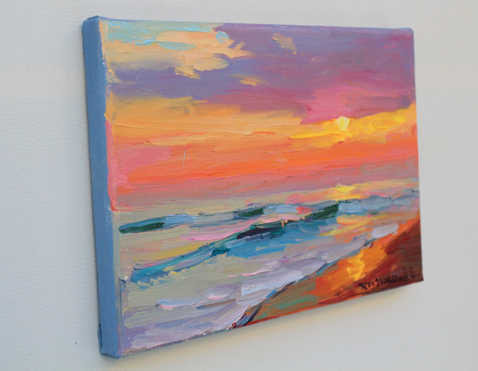 Dawn painting Sunrise painting oil Sea dawn painting Ocean | Etsy