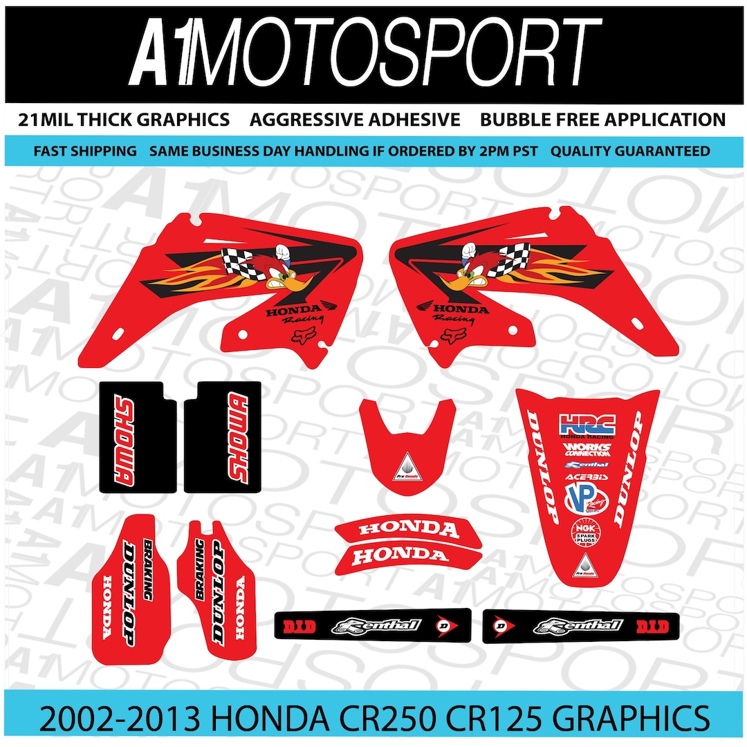 Honda CR125 CR250 Woody Factory HRC Team Graphics 2002-2013 21mil Thick ...