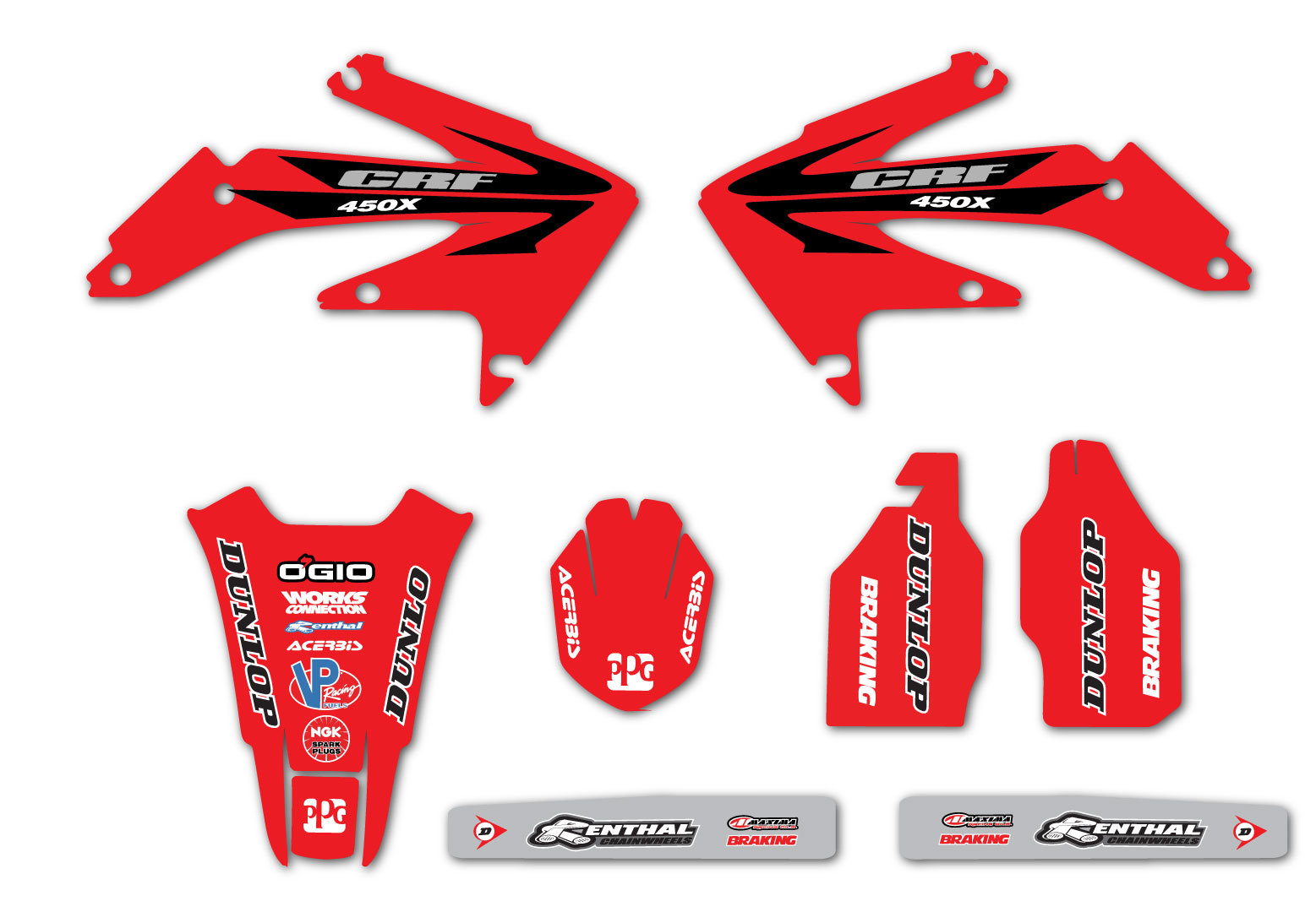 2005-2012 HONDA CRF450X Graphics Kit Sticker Set Decals 21mil Gloss ...