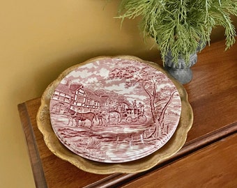 Red Transferware Plates - Etsy