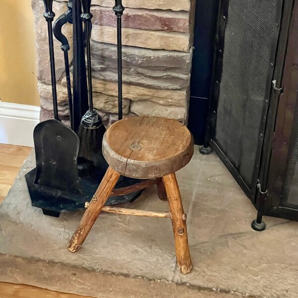 Antique Rustic Wood Milking Stool - Etsy