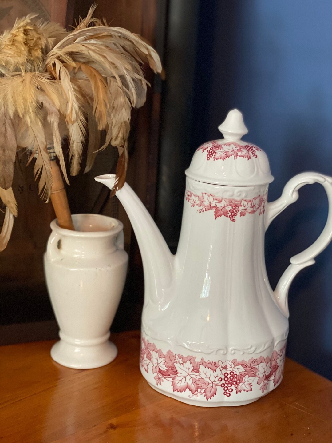 Vintage J&G Meakin Coffee Pot Tea Server Vintage Ironstone Teapot Red ...