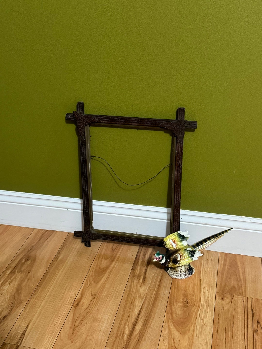 Vintage Hand Carved Adirondack Frame Criss Cross Frame Eastlake Decor ...