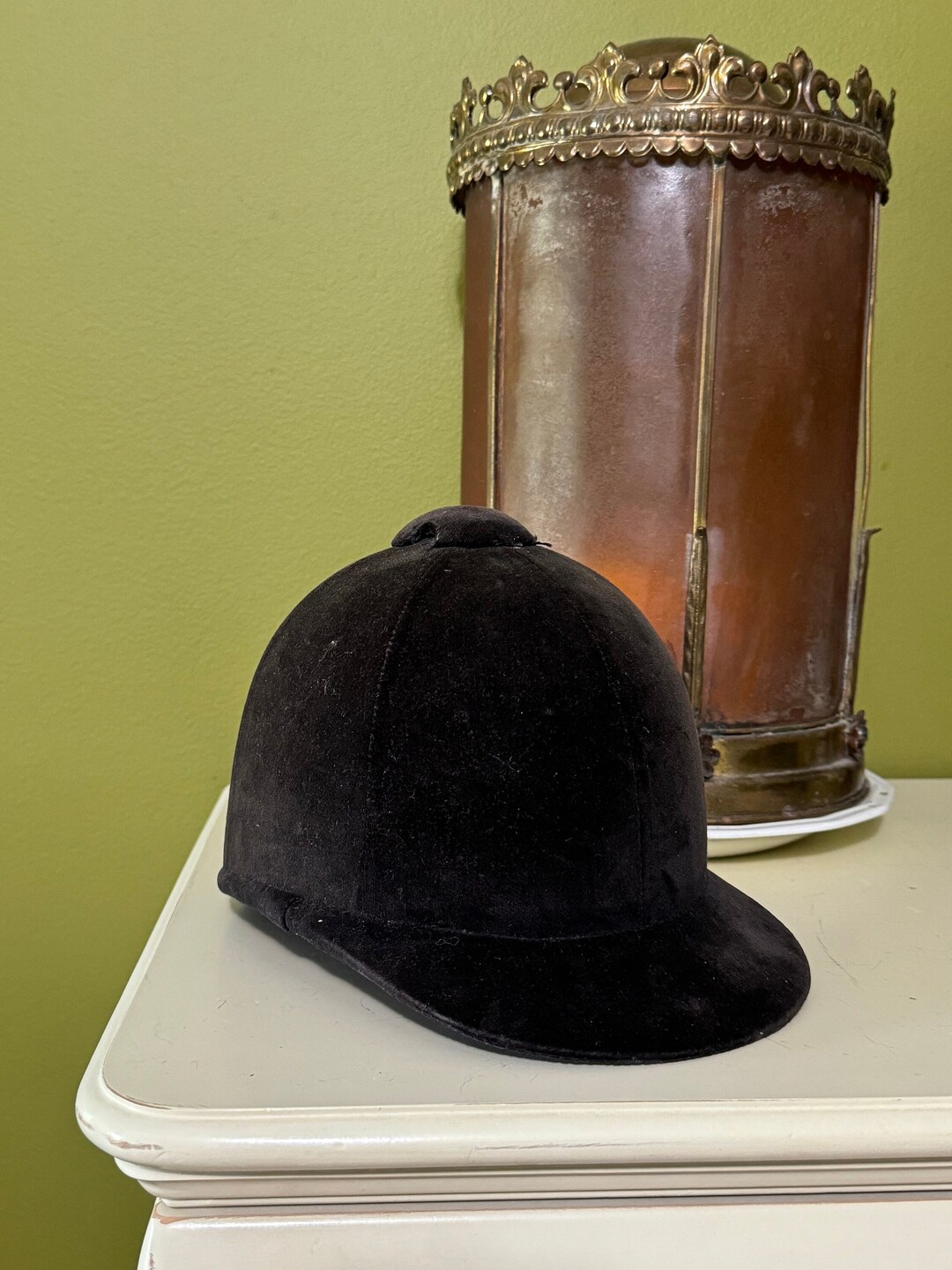 Vintage Brown Velvet Equestrian Helmet English Style Riding Helmet ...