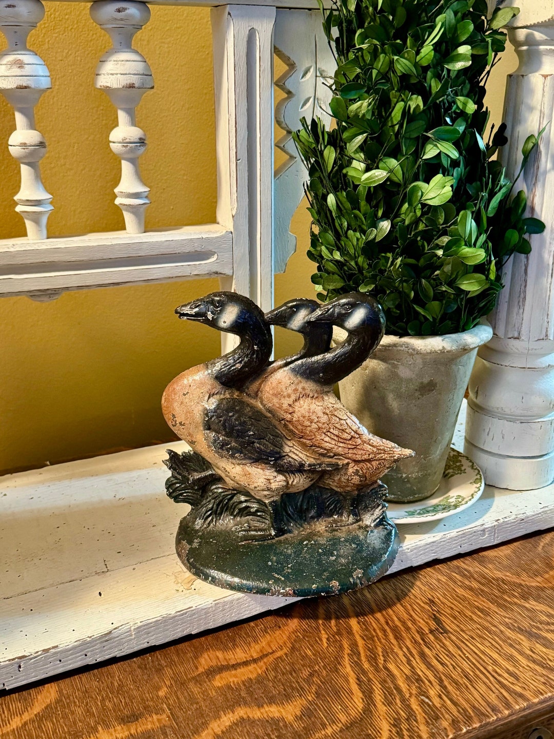 Vintage Hubley Cast Iron Door Stop #457 Three Canadian Geese Door ...