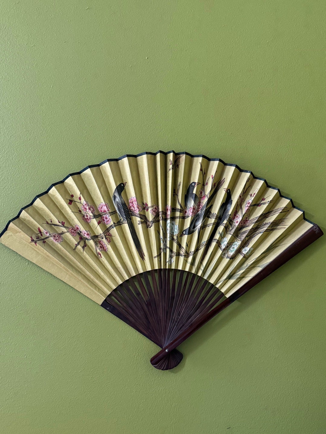 Lovely Decorative Fan Vintage Asian Inspired Fan Rosewood Frame ...