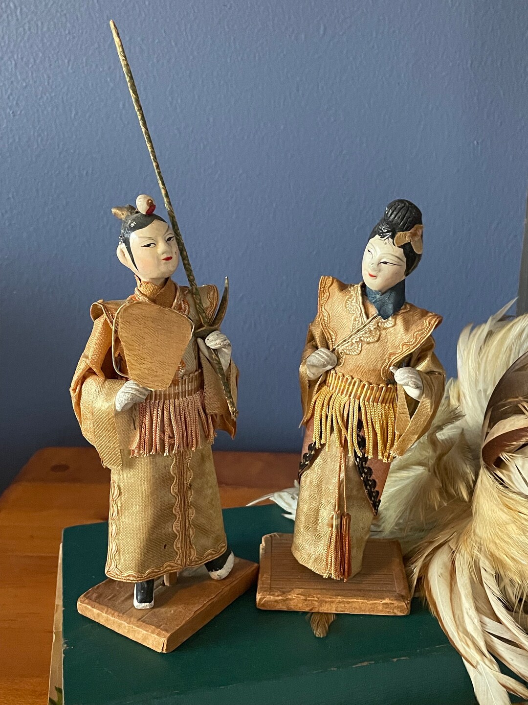 UNIQUE Vintage Samurai Warrior Dolls Male and Female Pair Asian ...