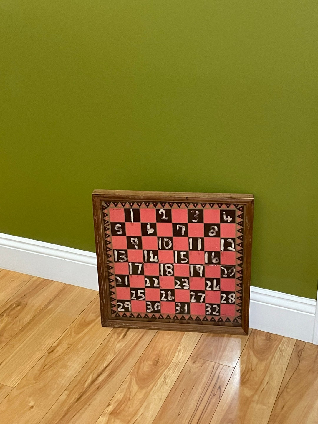 Framed Checkerboard Folk Art Upcycled Gameboard Farmhouse Decor - Etsy
