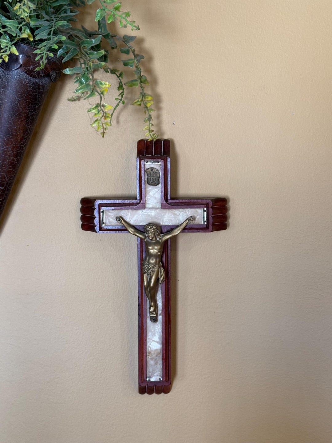 Vintage Crucifix Religious Wall Decor Wooden Cross Anointing of the ...
