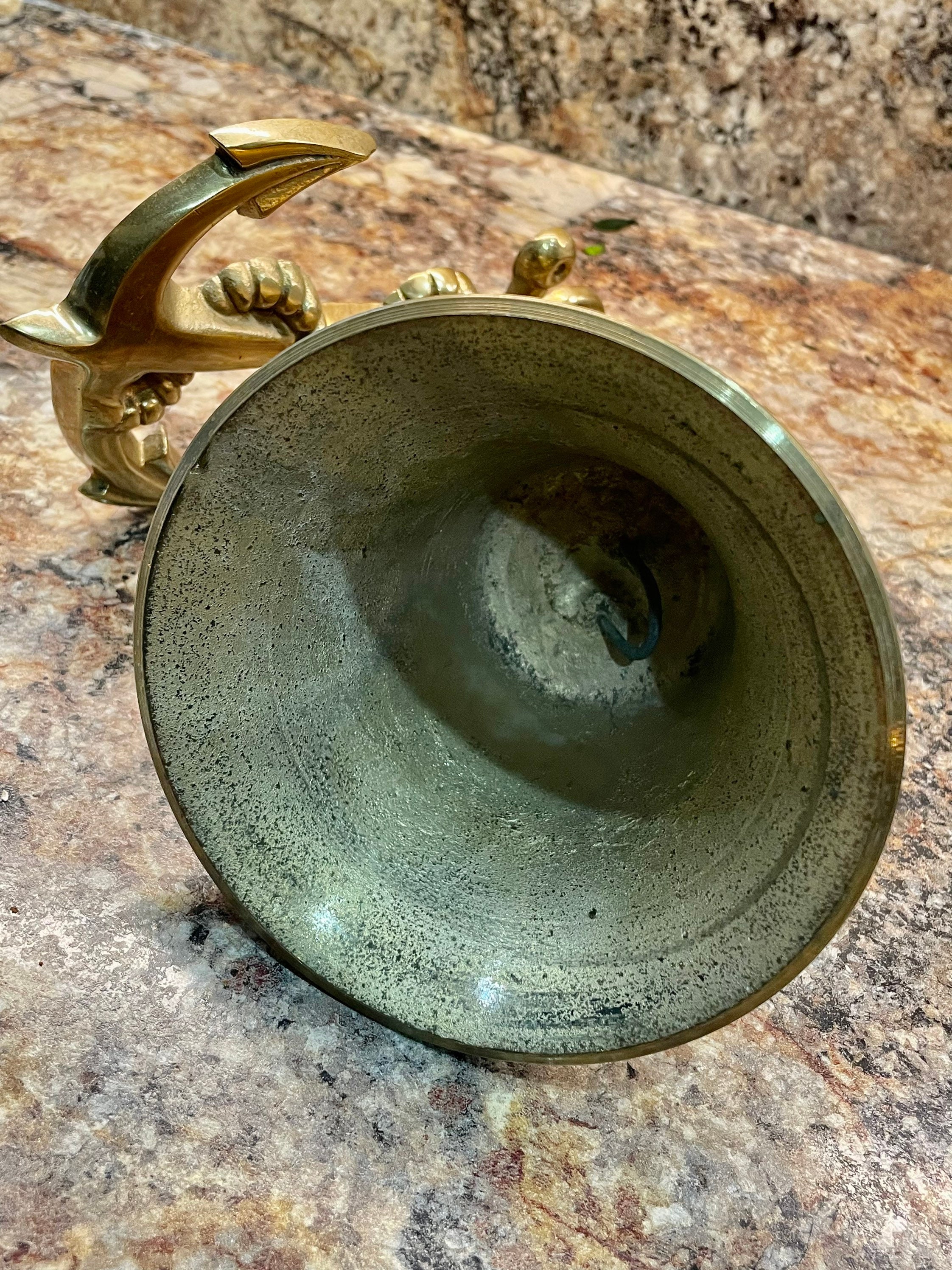 Vintage Brass Bell With Anchor Dinner Bell Wall Mount Bell - Etsy