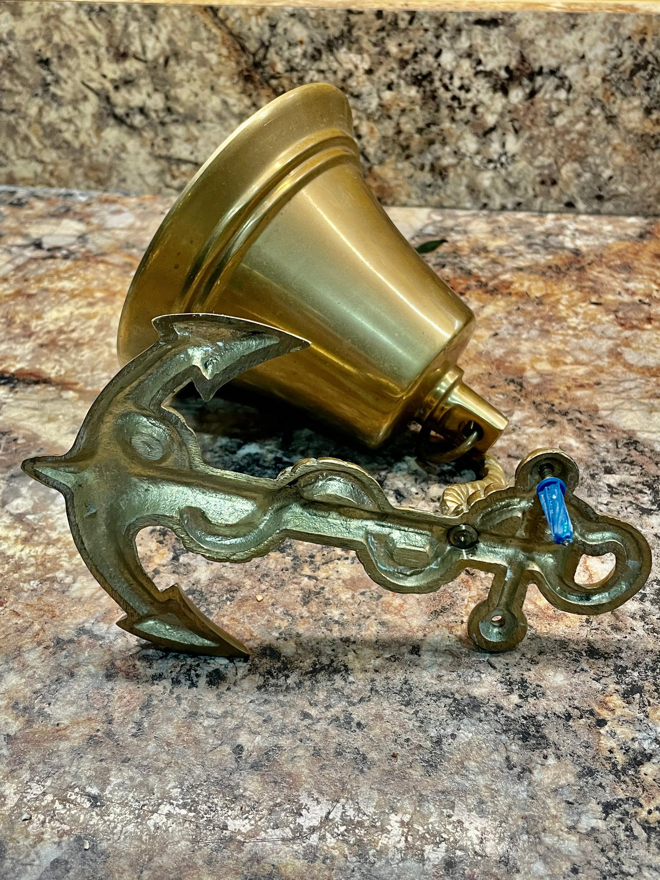Vintage Brass Bell With Anchor Dinner Bell Wall Mount Bell - Etsy