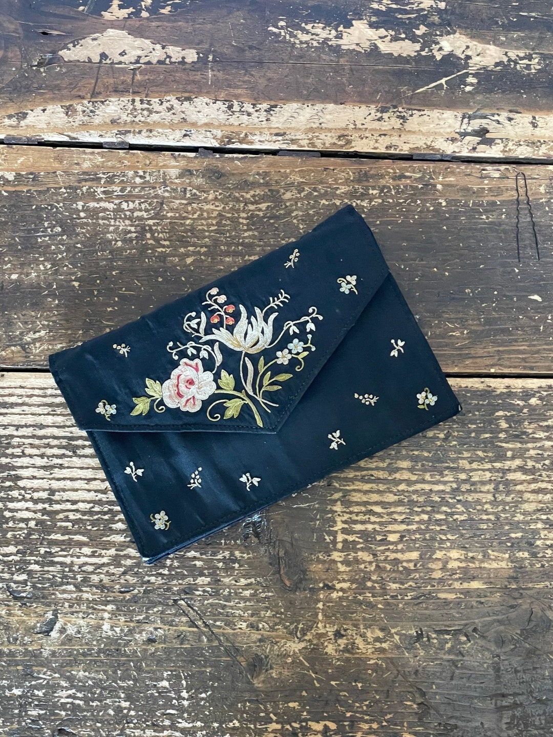 FABULOUS Vintage French Silk Purse Hand Crafted Clutch Point De ...