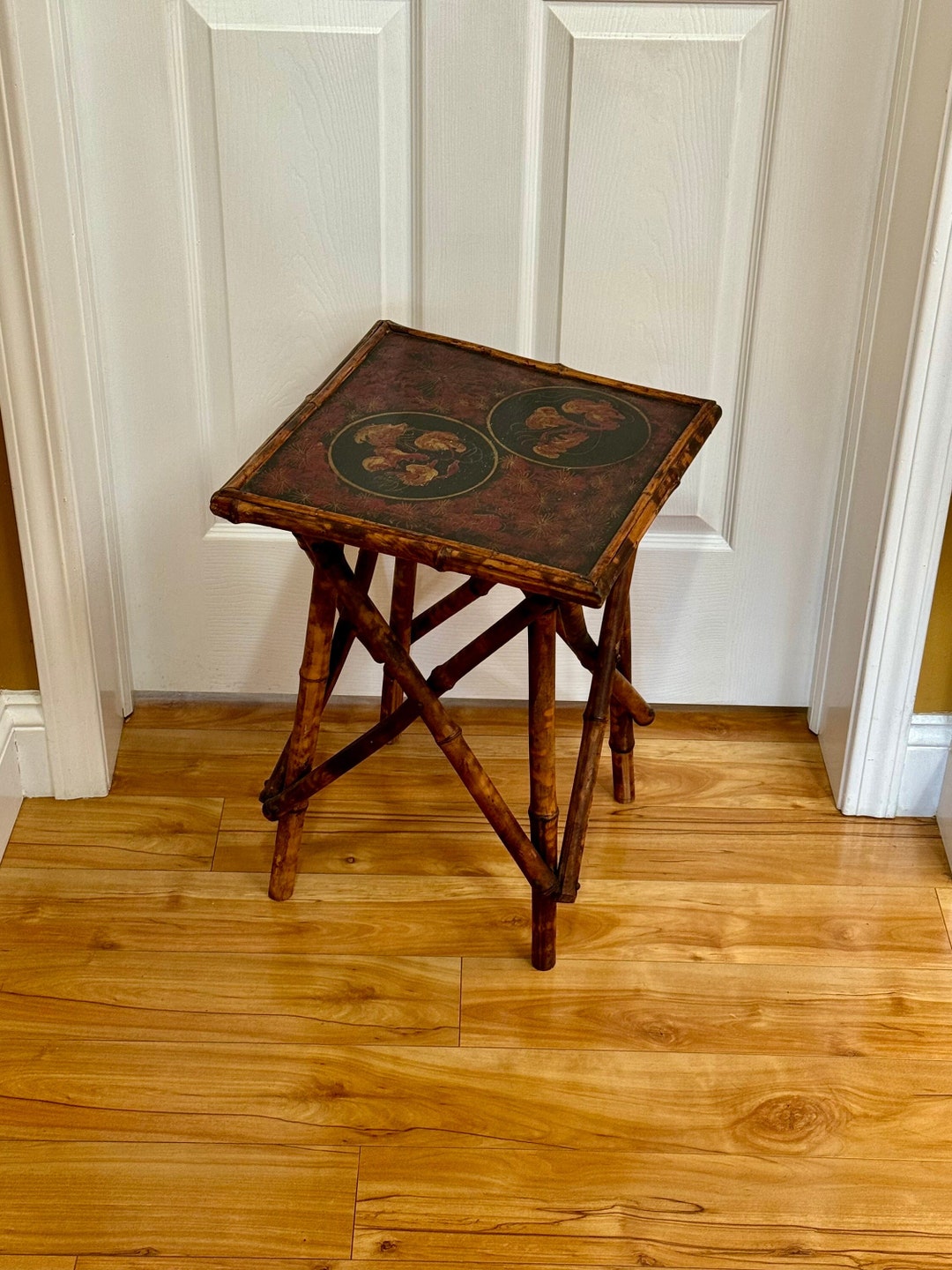 AMAZING Burnt Bamboo Side Table Asian Inspired Plant Stand Bamboo ...