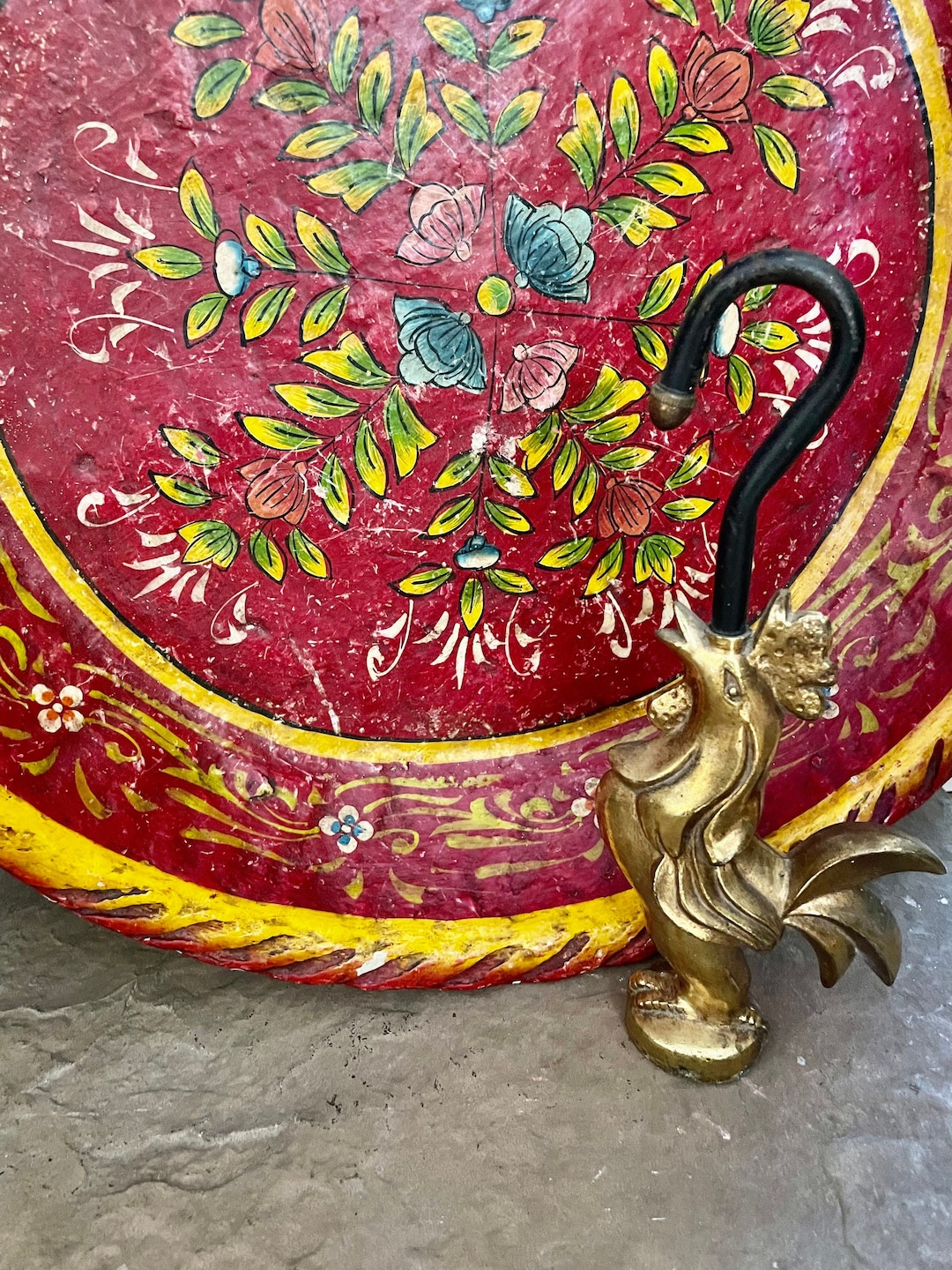 Unique Vintage Polished Brass and Iron Flue Pull Damper Pull Fireplace ...