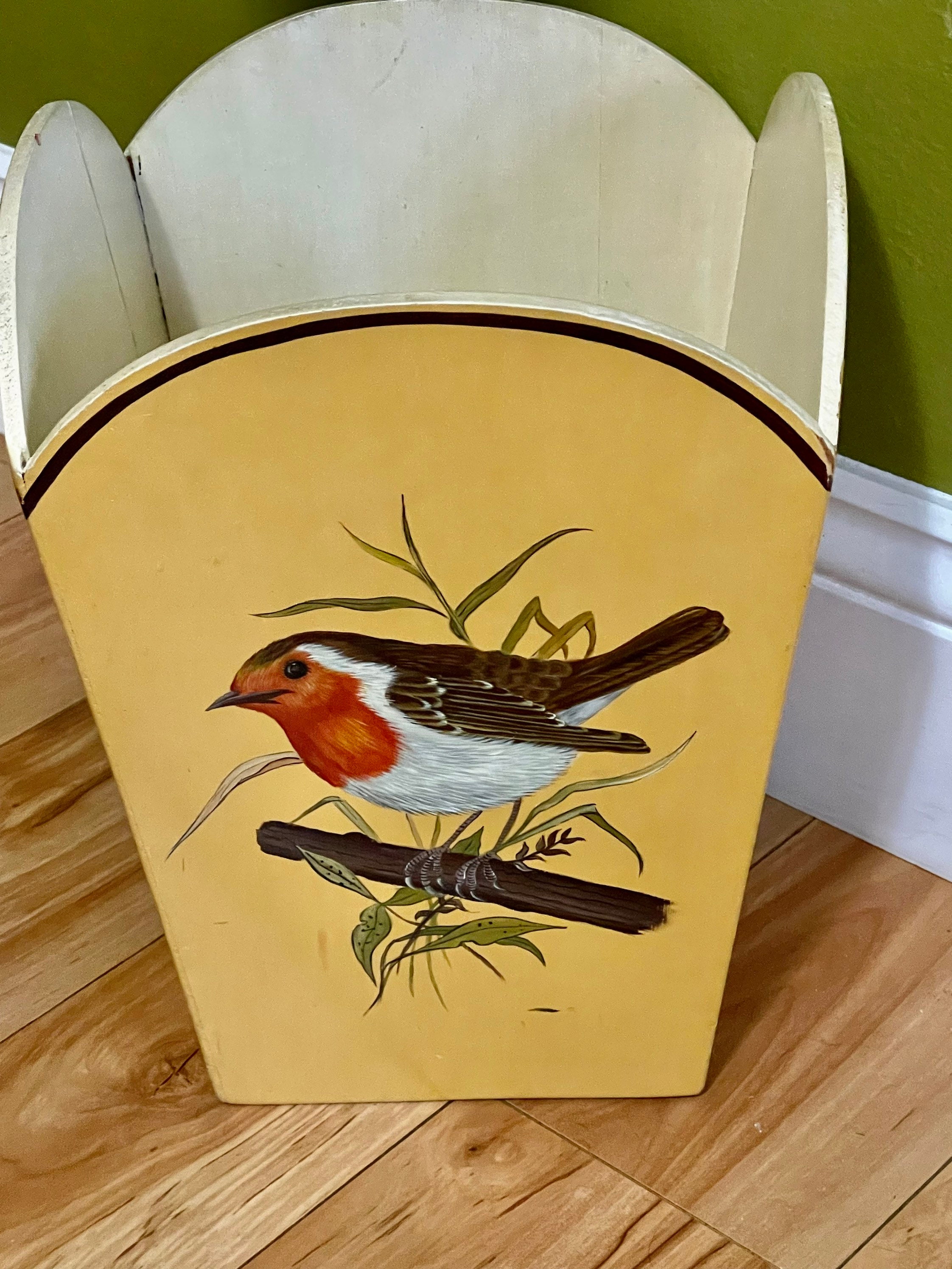 Vintage Waste Can Wooden Hand Painted Trash Can Tole Painted - Etsy