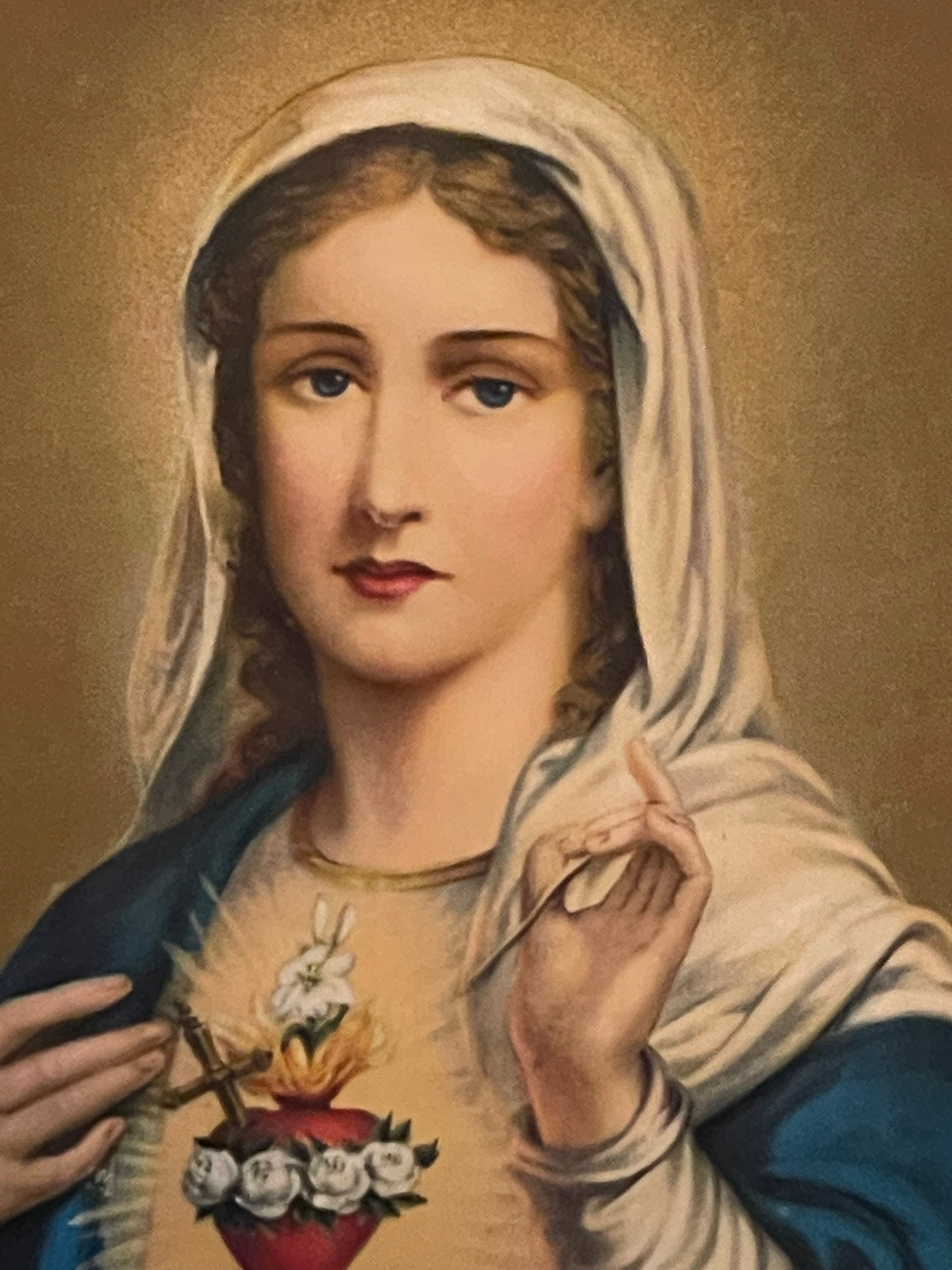 JUST GORGEOUS Vintage Religious Art Virgin Mary Catholic - Etsy