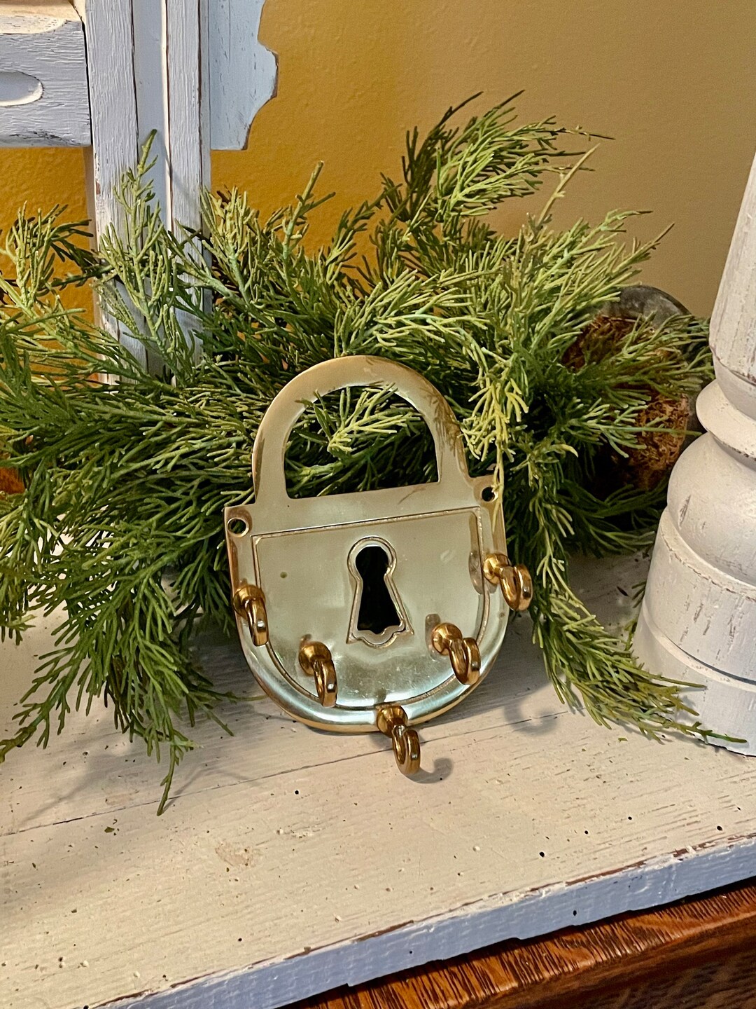 Brass Key Holder Vintage Brass Rack With Hooks Belt Rack Closet ...