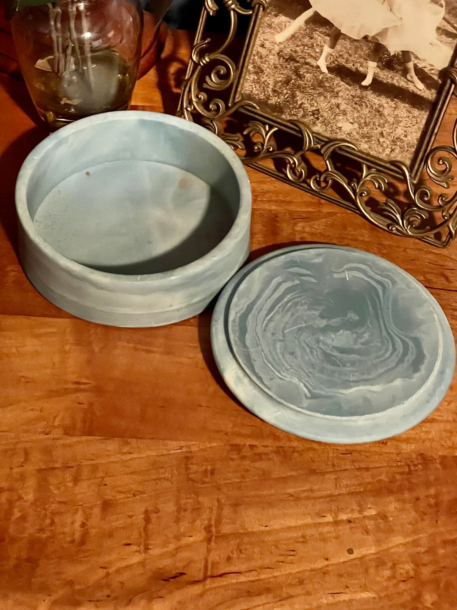 Stone Storage Box Vintage Incolay Lidded Box Collectible - Etsy