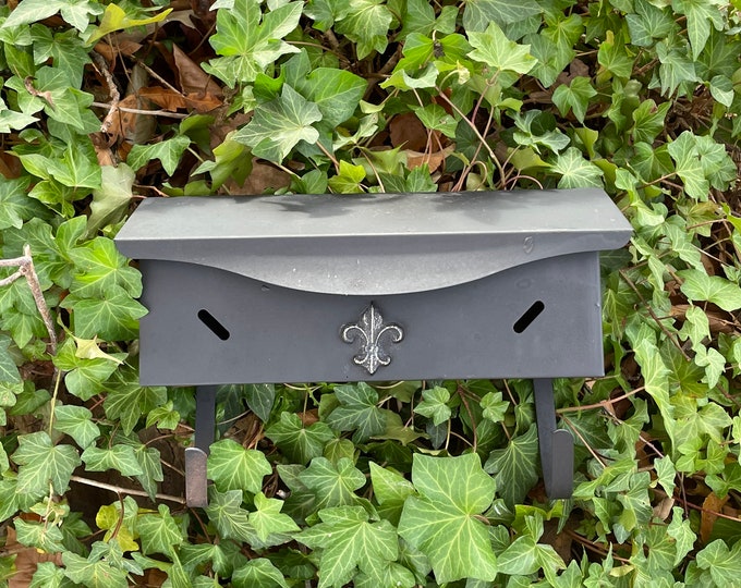 Mailbox - Vintage Metal Post Box - Fleur De Lis - Black Metal Mail ...