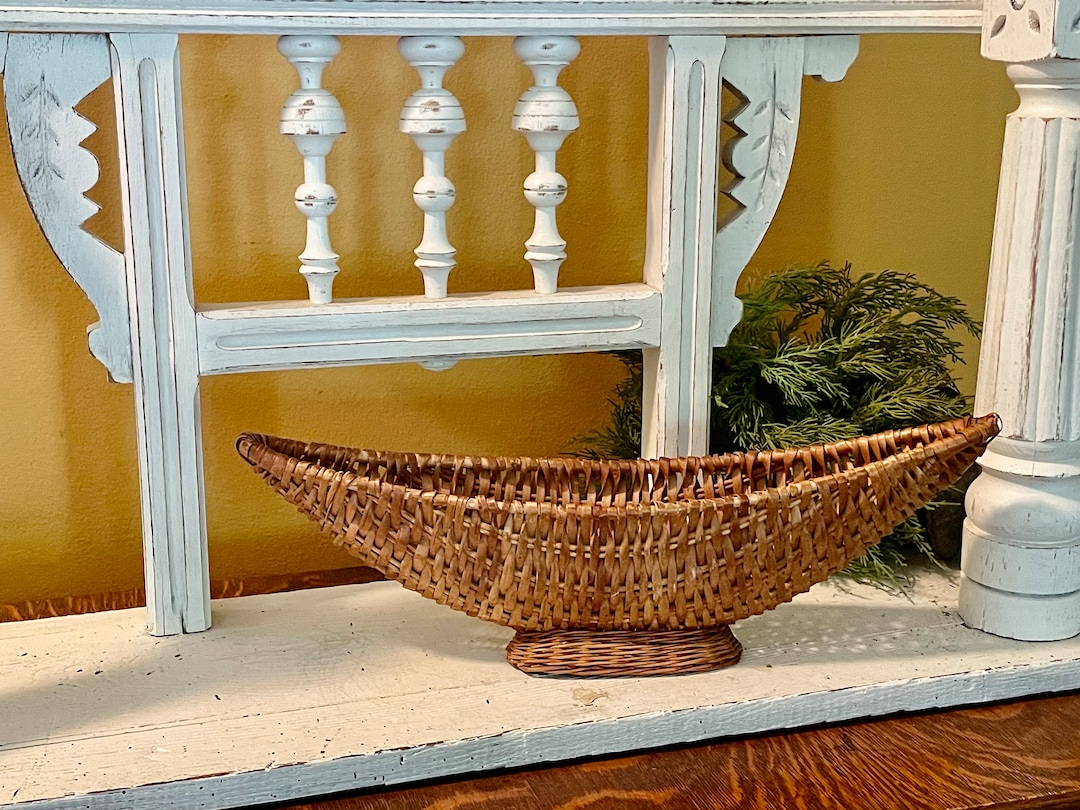 Vintage Basket Rattan Boat Basket Unique Shape Woven Basket Fruit ...