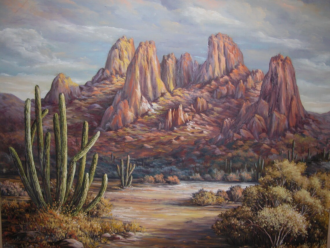 Sale Desert Scene Oil Painting by Artist B. Donovan - Etsy