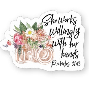 Photography Sticker | Camera Sticker | Proverbs 31:13 Sticker ...