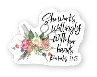 Sewing Machine Sticker | Proverbs 31:13 Sticker | Christian Sticker ...