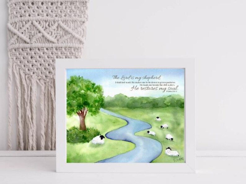 Psalm 23 Sheep Art Print | Christian Wall Decor - Etsy
