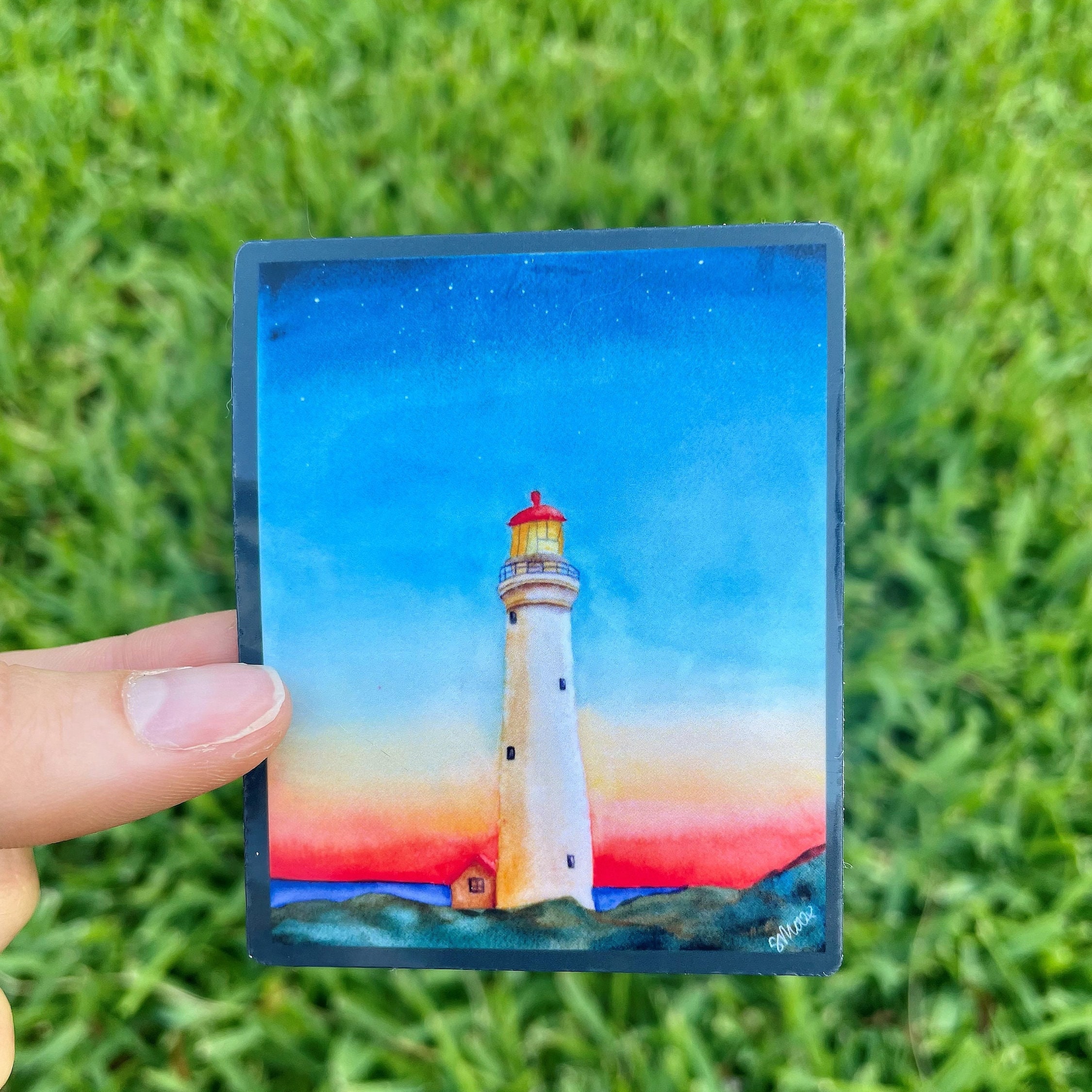 Lighthouse MAGNET | Watercolor Magnet | Handmade Seaside Sunset Magnet ...