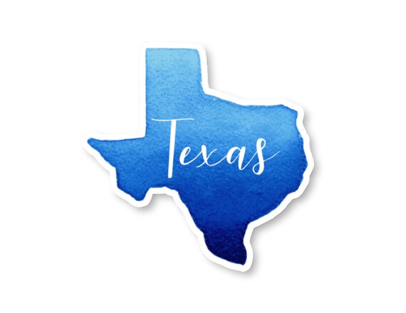 Blue Gradient Texas Sticker Hand Painted Watercolor Sticker - Etsy