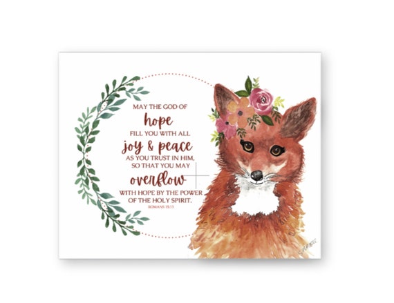 Watercolor Girl Fox With Bible Verse Sticker God of Hope - Etsy