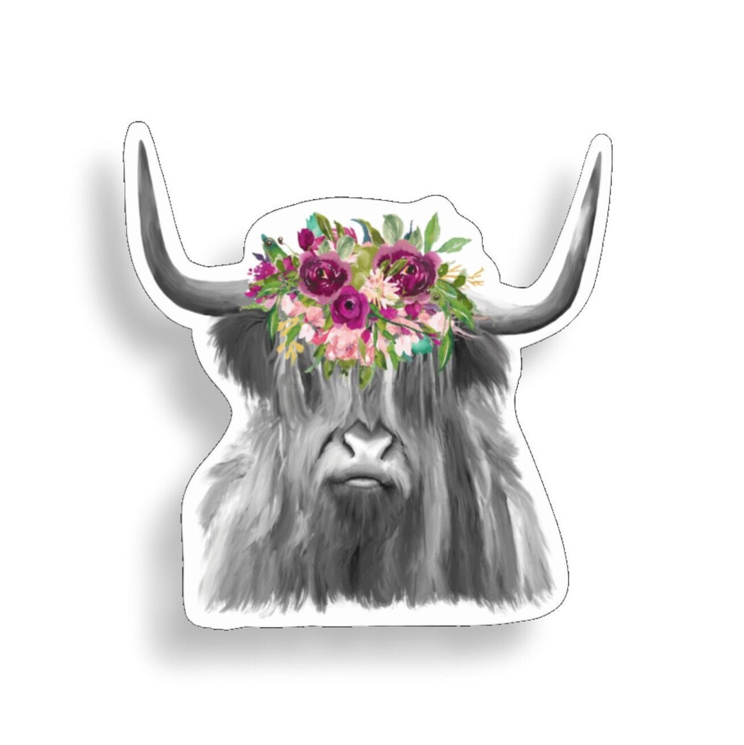 Highland Cow Sticker | Animal Sticker | Farmhouse Sticker - Etsy